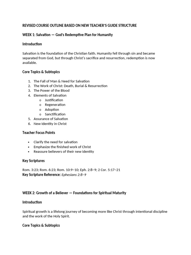Christian Faith Course Outline | PDF | Salvation | Grace In Christianity