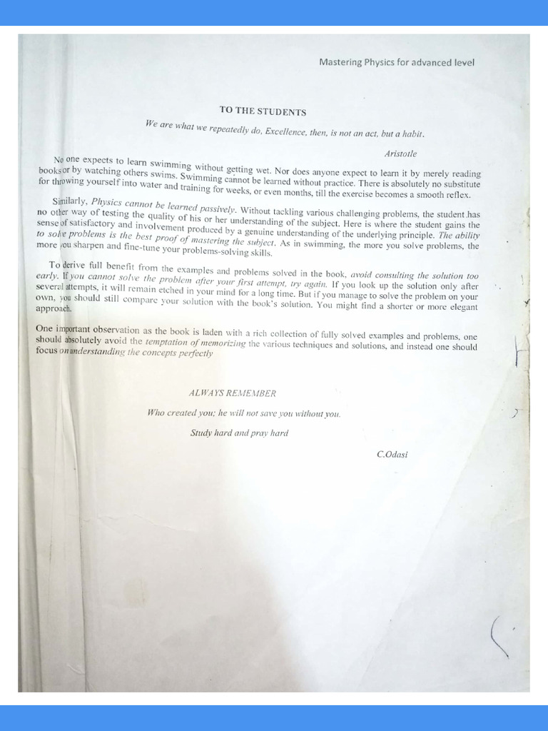 Mastering Physics textbook for Advanced Level | PDF