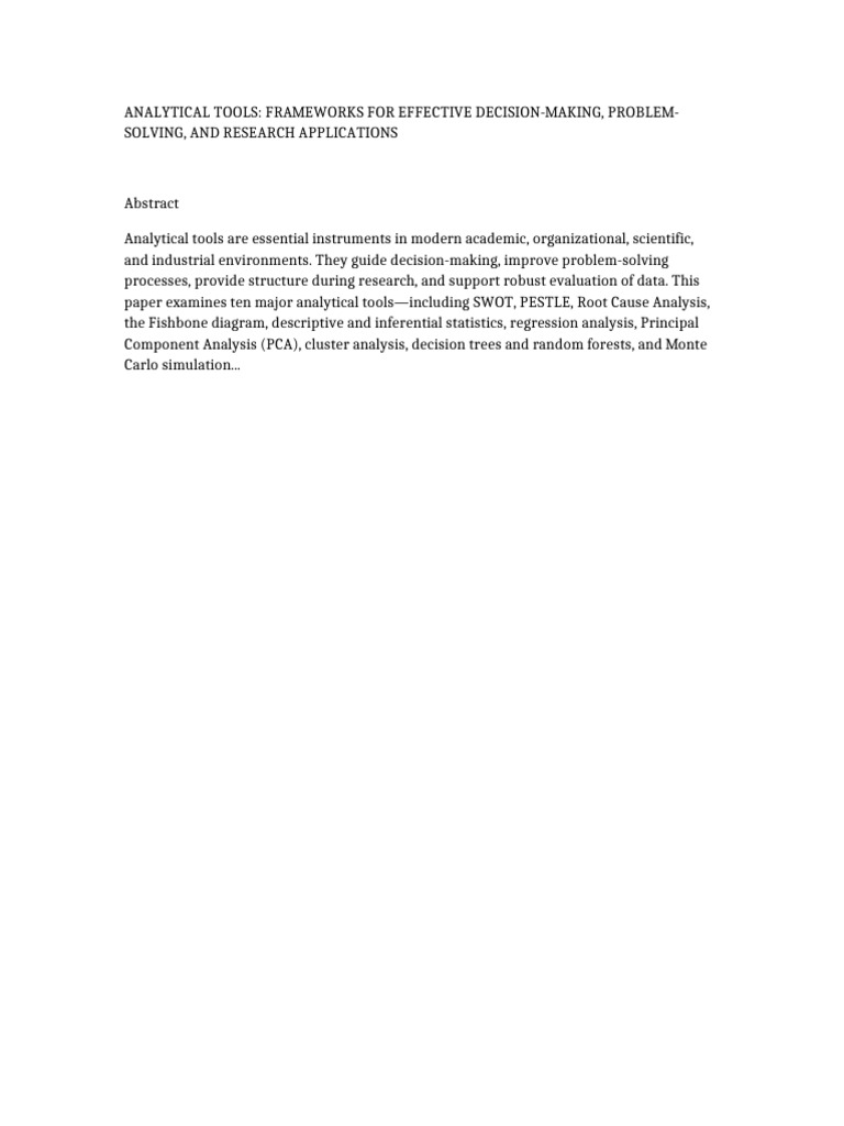 Analytical Tools Term Paper | PDF