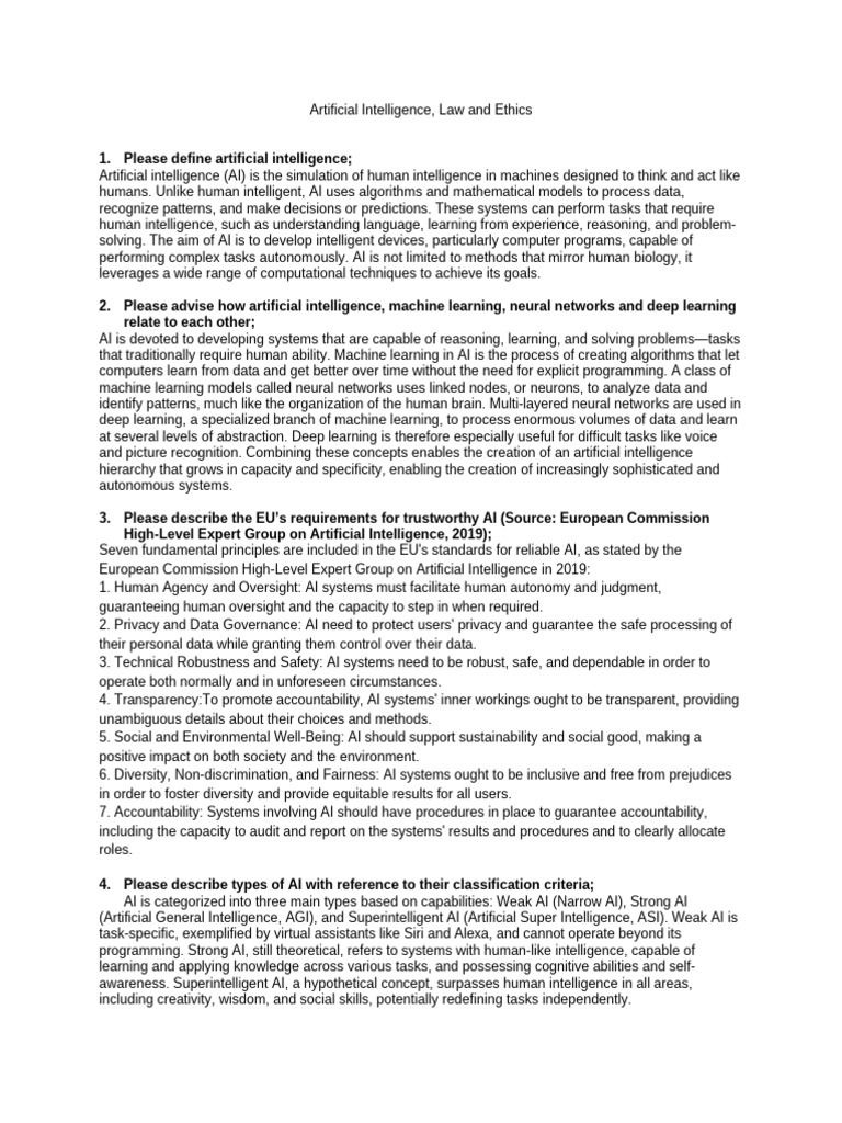 AI legal questions | PDF | Artificial Intelligence | Intelligence (AI ...