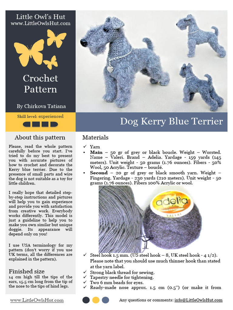 Kerry Blue Terrier Crochet Pattern | PDF | Crochet | Screw