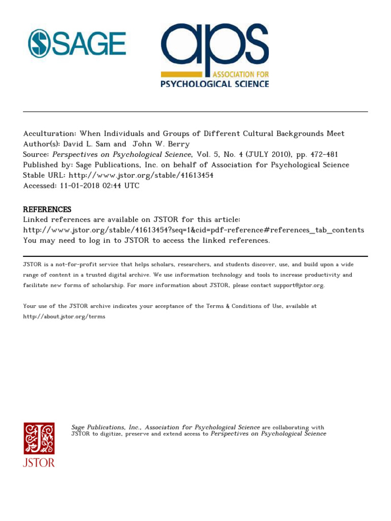 Acculturation | PDF | Stress (Biology) | Cultural Assimilation