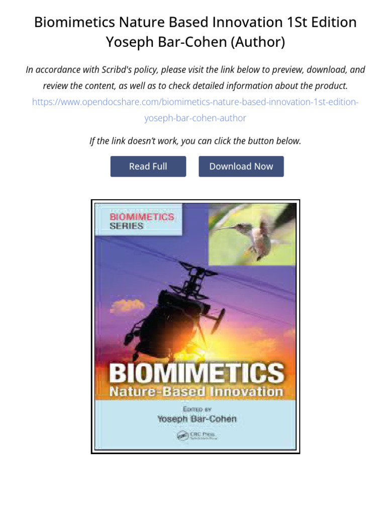 Biomimetics Nature Based Innovation 1st Edition Yoseph Bar-Cohen ...