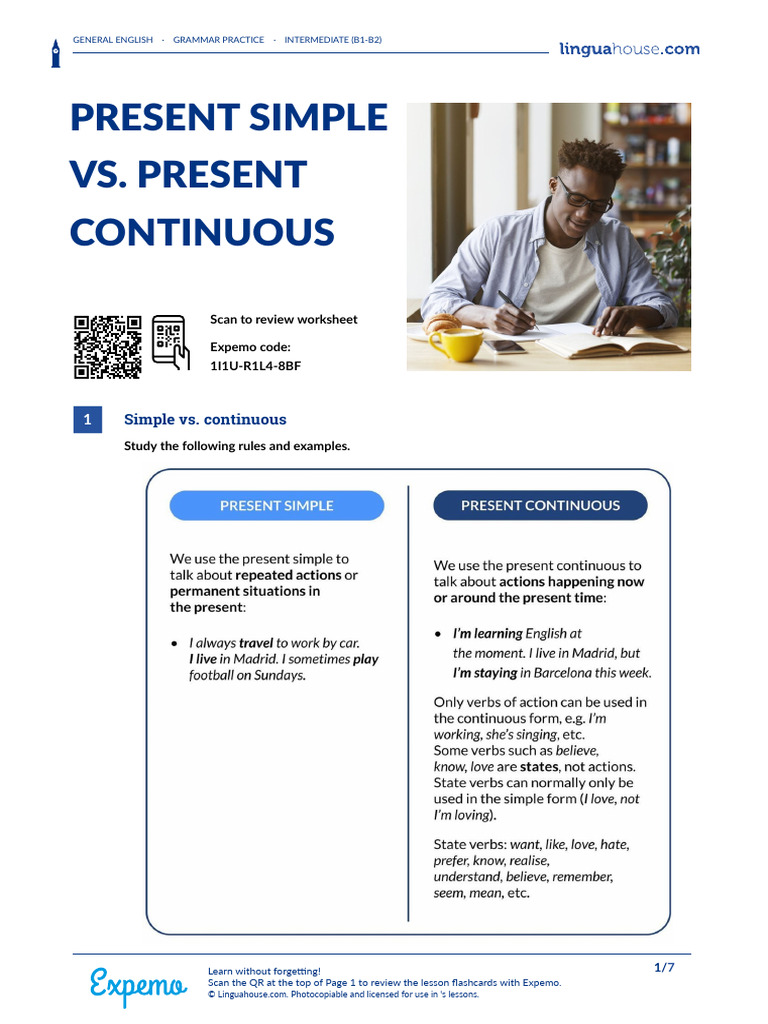 Present Simple vs Present Continuous British English Student B1 B2 | PDF