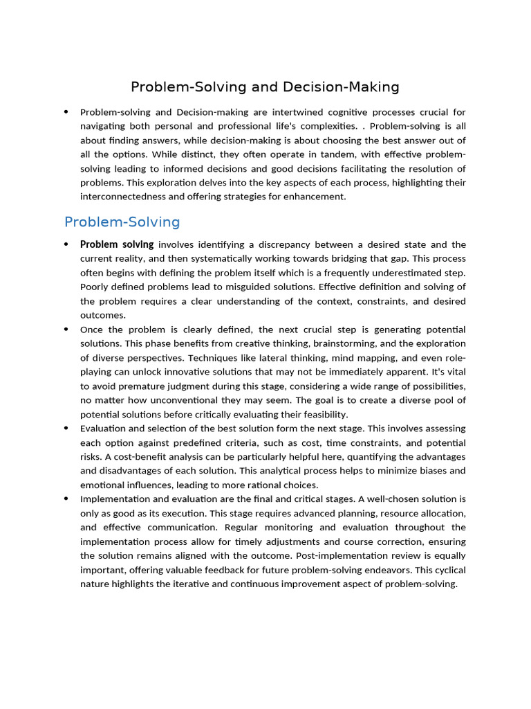 Problem Solving and Decision Making | PDF | Decision Making | Heuristic
