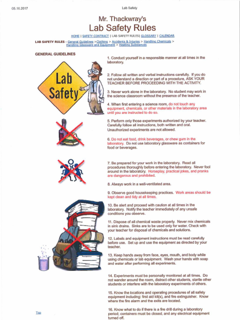 1 Lab Safety Rules | PDF