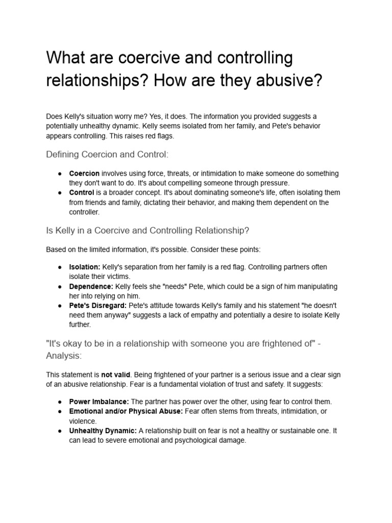 Understanding Coercive Control in Relationships | PDF | Domestic ...