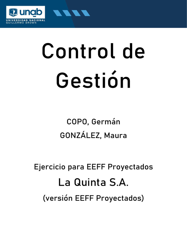 Ejercicio - practica - La Quinta SA (para EEFF proyectados) | PDF ...
