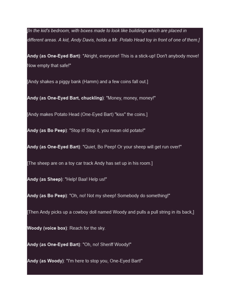 TOY STORY SCRIPT | PDF