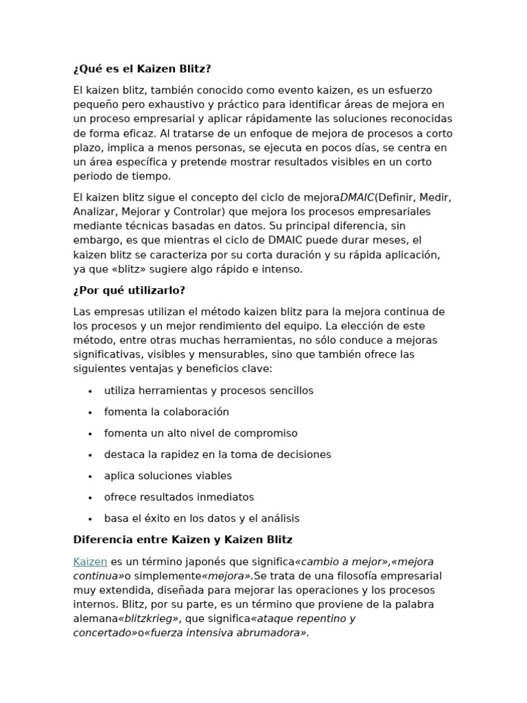 Qué Es El Kaizen Blitz | PDF