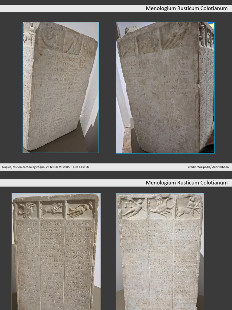 Menologium Rusticum: Ancient Inscriptions | PDF | Ancient Rome ...