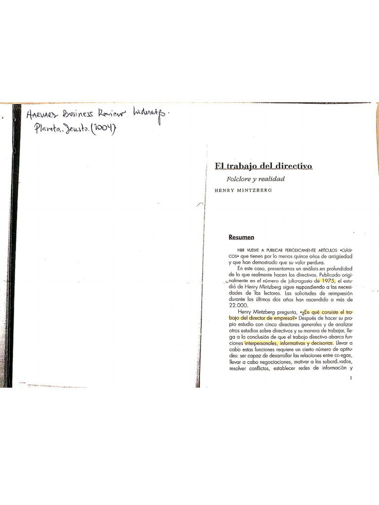 MINTZBERG_El trabajo del directivo | PDF