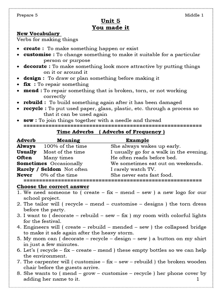 29908_Unit 5 Vocabulary | PDF