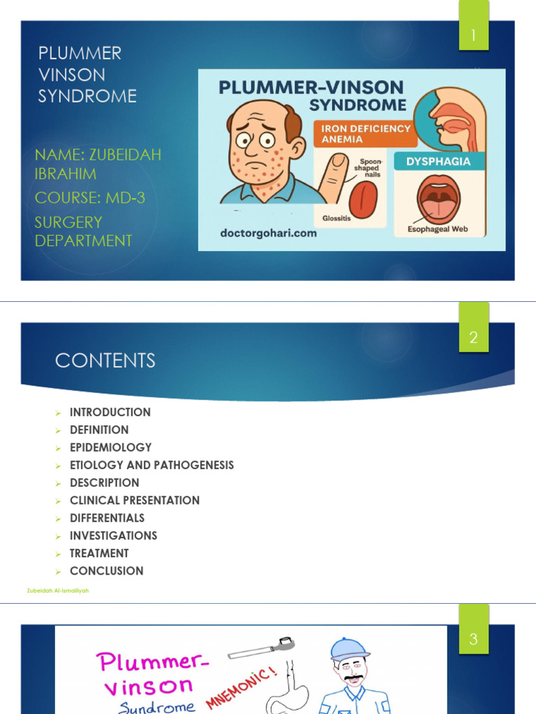 Plummer Vinson Syndrome | PDF | Esophagus | Clinical Medicine