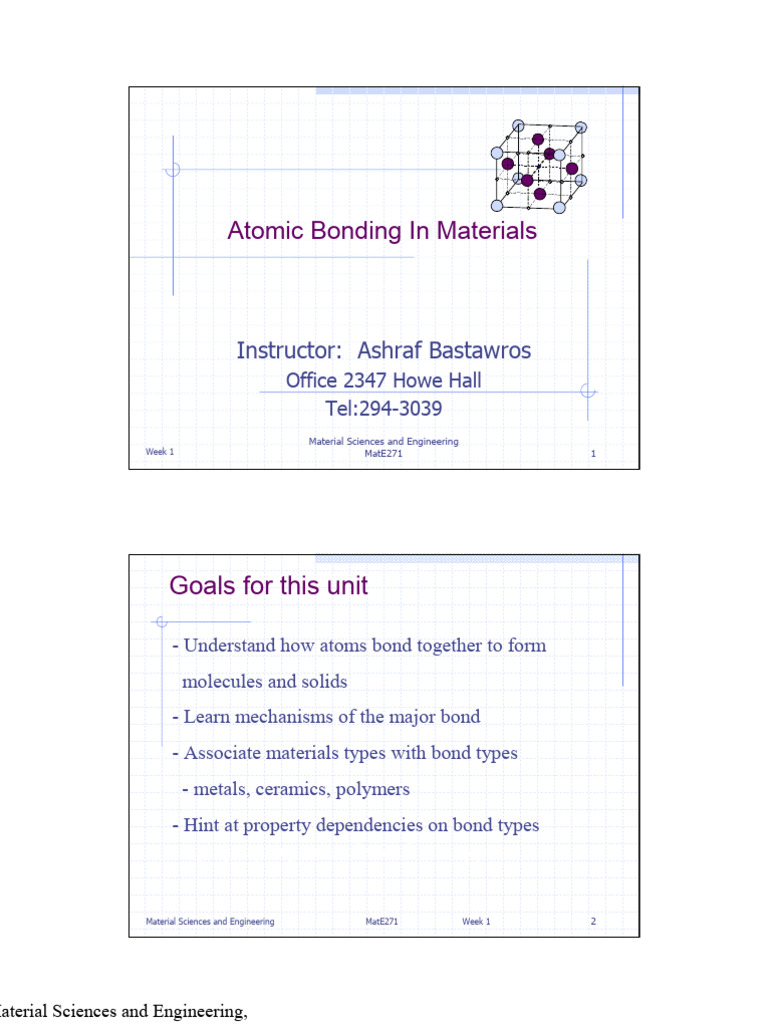 Understanding Atomic Bonding in Materials | PDF | Chemical Bond | Ionic ...
