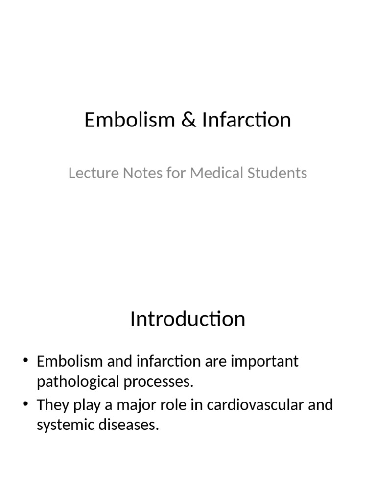 Embolism Infarction Lecture 2025.9.29 | PDF