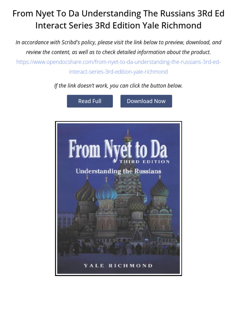 From Nyet to Da Understanding the Russians 3rd ed Interact Series 3rd ...