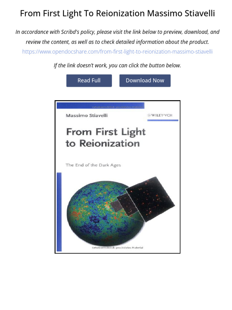 From First Light to Reionization Massimo Stiavelli | PDF | Stars ...