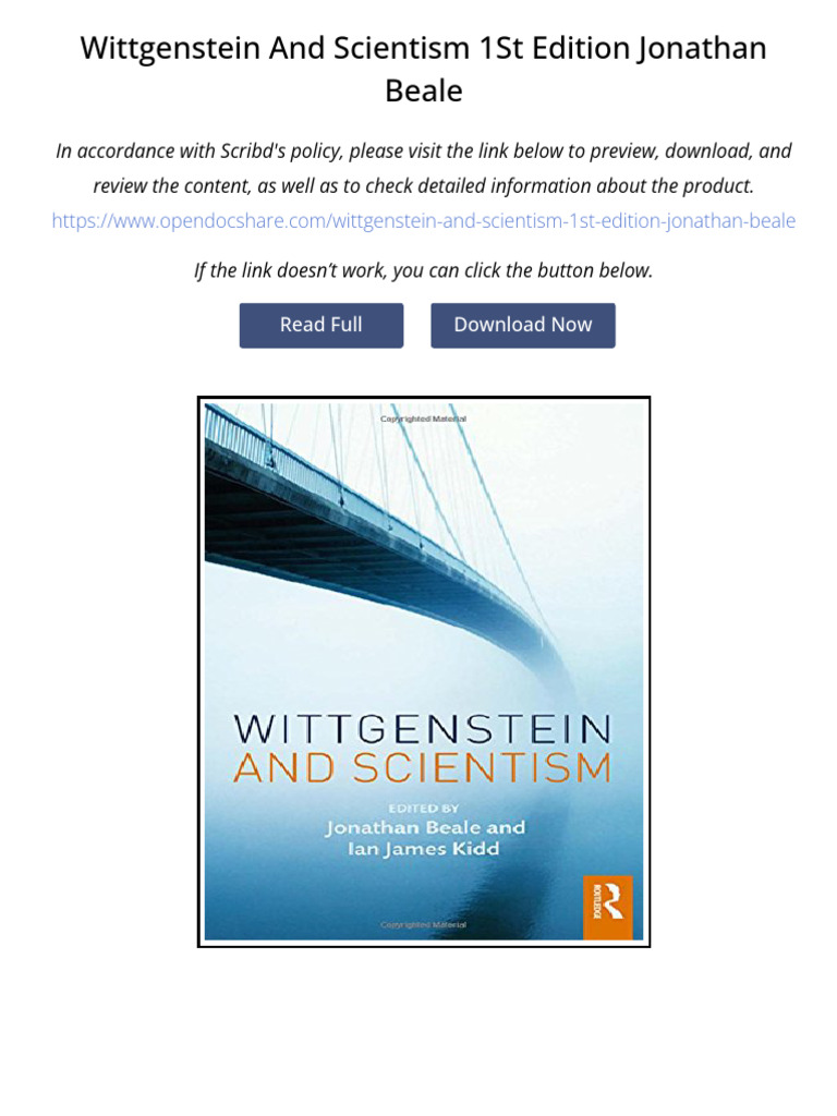 Wittgenstein and Scientism 1st Edition Jonathan Beale available any ...