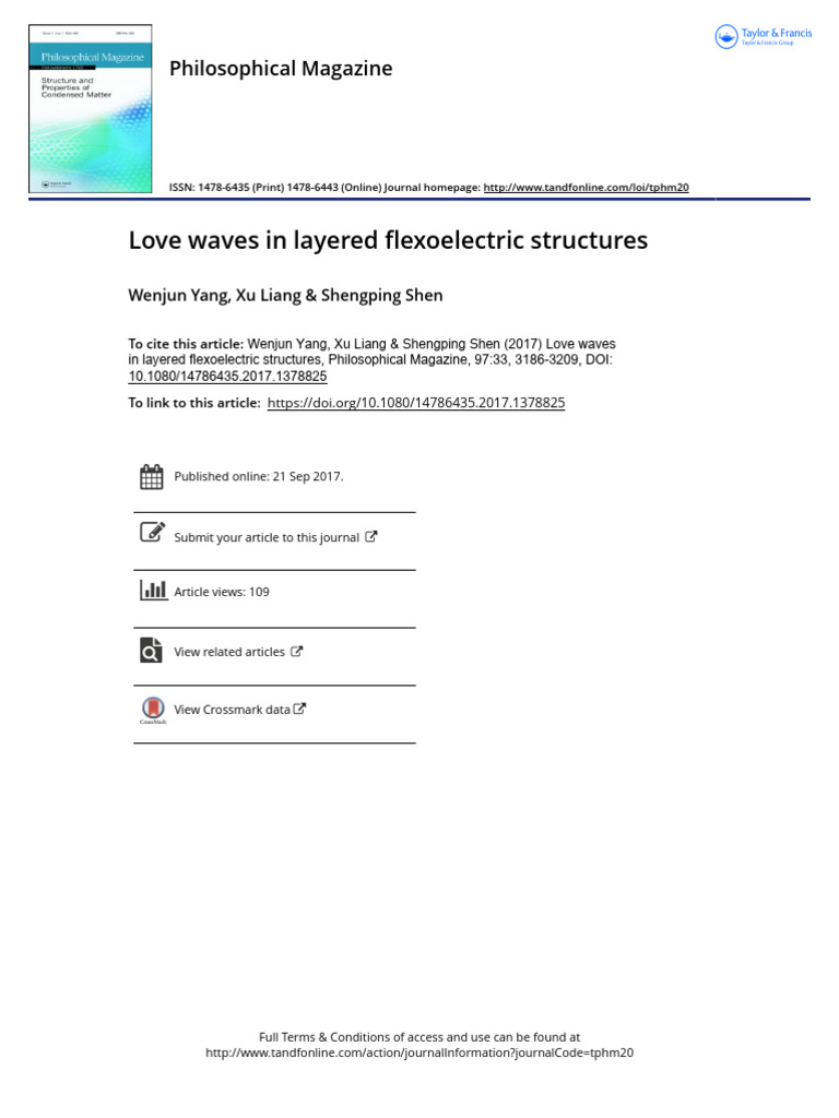 Love Waves in Layered Flexoelectric Structures | PDF | Waves ...