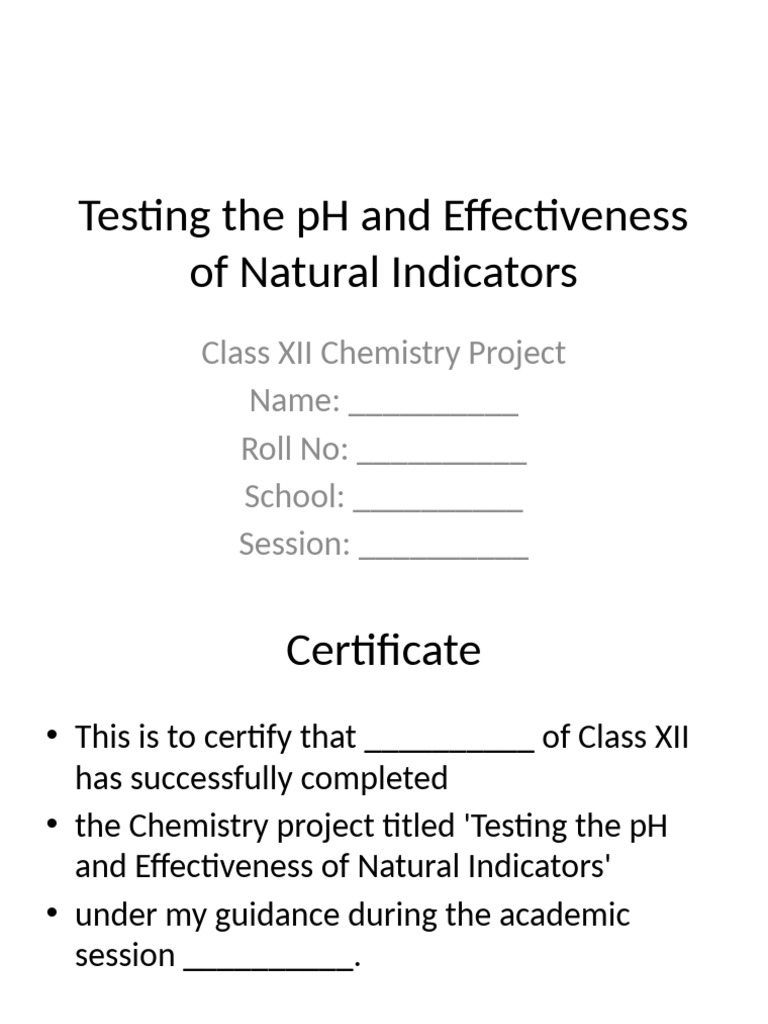 Class 12 Natural Indicators 15 Slides | PDF | Ph | Chemistry