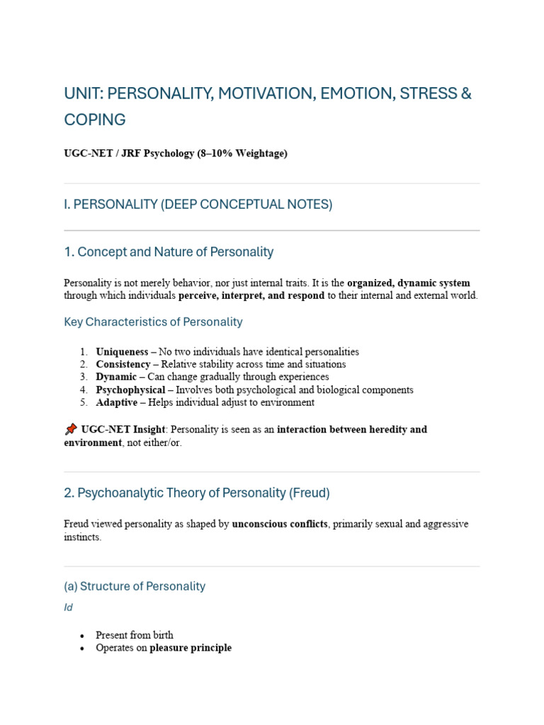 Personality | PDF | Stress (Biology) | Emotions