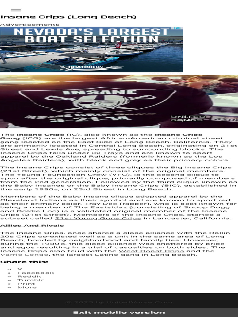 Insane Crips Gang Overview Long Beach | PDF