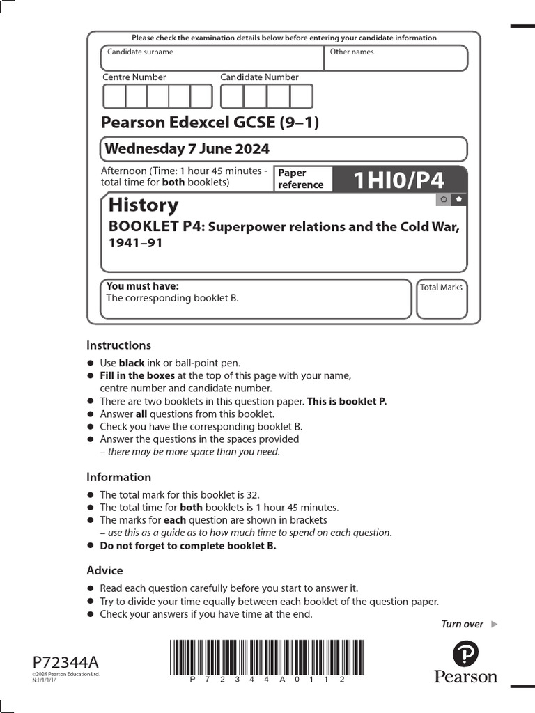 GCSE History Exam: Cold War Paper P4 | PDF | Cold War | Foreign ...