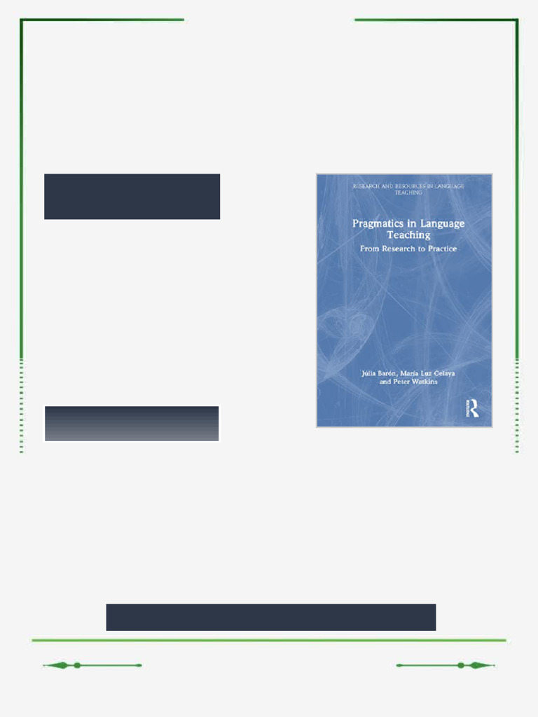 Pragmatics in Language Teaching From Research to Practice 1st Edition ...