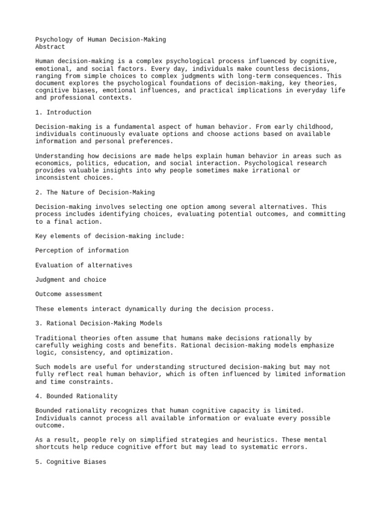 Phychology of Human Decision Making | PDF | Decision Making | Rationality