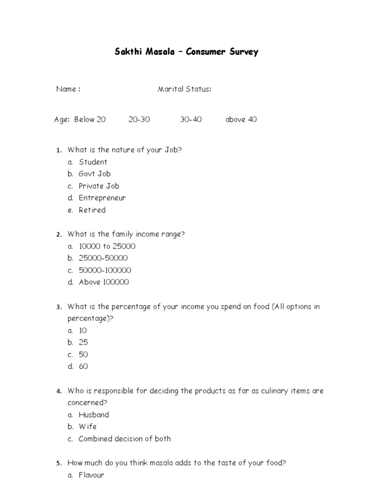 Sakthi Masala Consumer Survey Insights | PDF