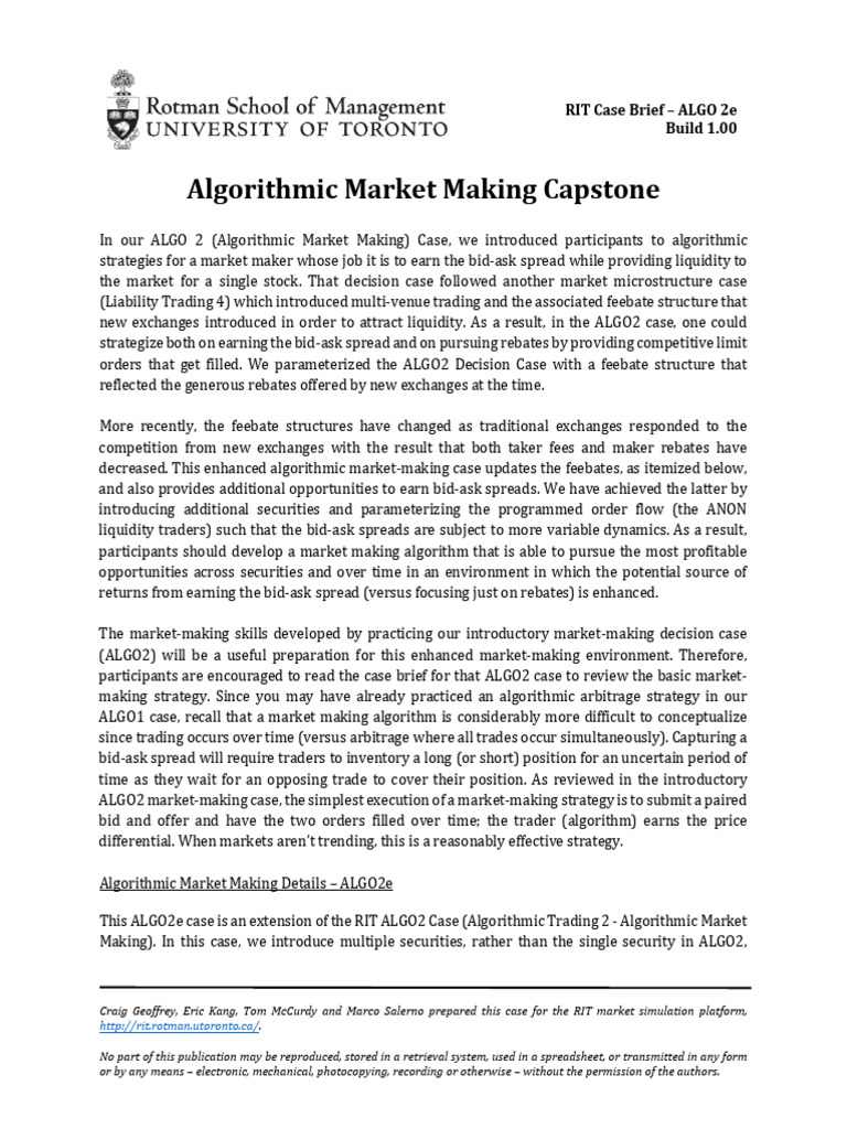 Enhanced Algorithmic Market Making Case | PDF | Market Maker | Rebate ...
