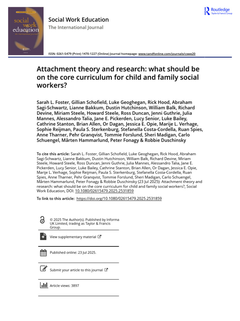 Attachment theory and research what should be on the core curriculum ...