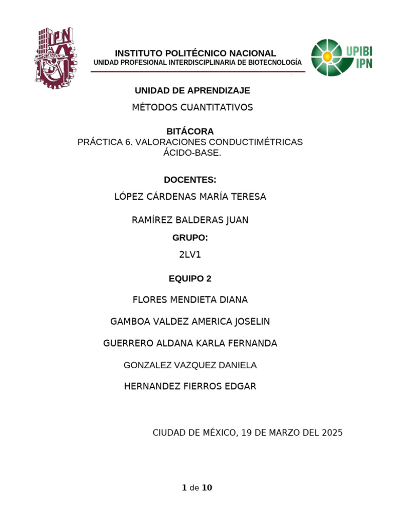 2LV1 Eq2 Bit6 Gonzalez Daniela | PDF | Ácido | Hidróxido de sodio