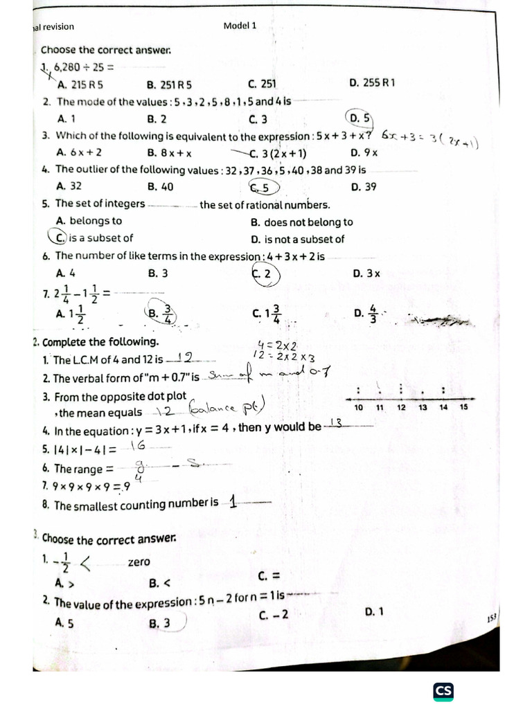 Math Booklet Revision Model Answer j6 | PDF