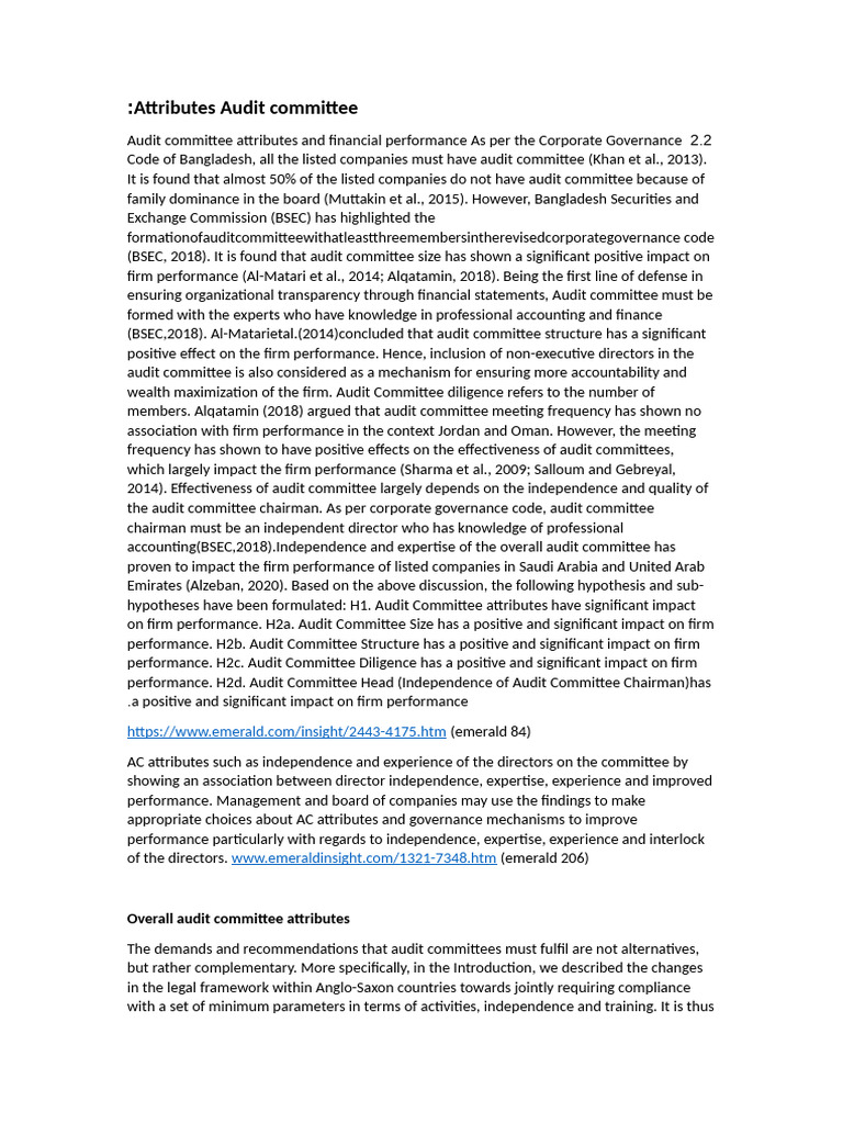 Attributes Audit Committee | PDF | Hypothesis | Audit Committee