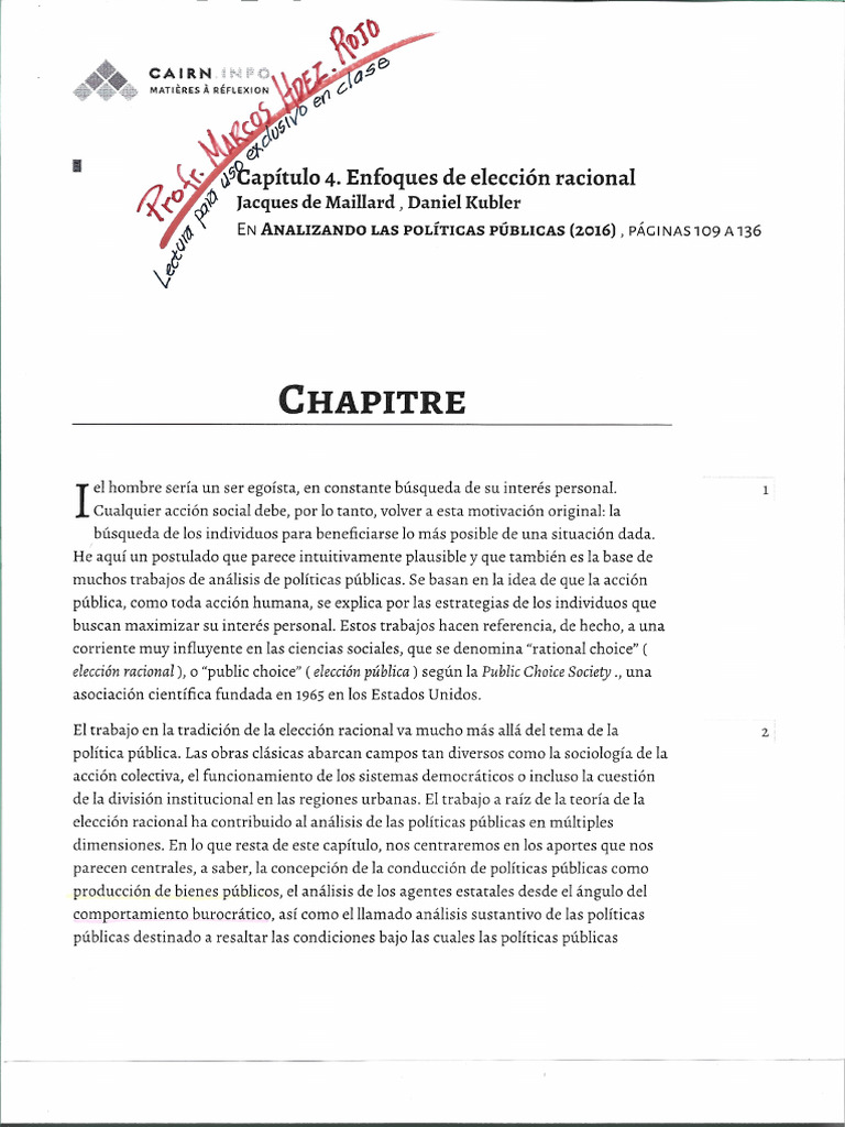Maillard y Kubler - Enfoque de Elección Racional | PDF