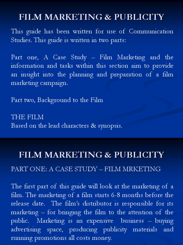 Film Marketing and Publicity | PDF | Filmmaking | Advertising