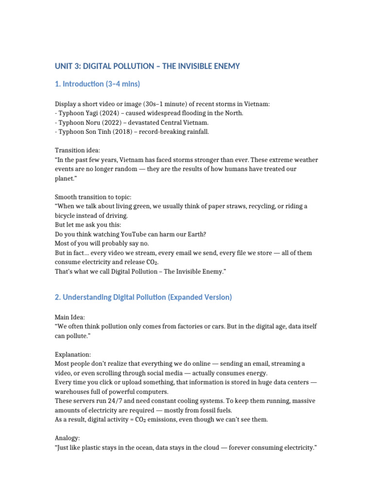 UNIT 3 Digital Pollution the Invisible Enemy | PDF | Carbon Dioxide ...