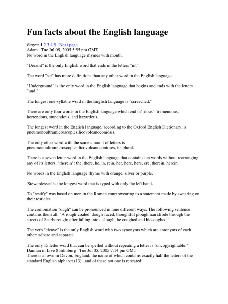 Fun Facts About The English Language | PDF | Linguistics | Semiotics