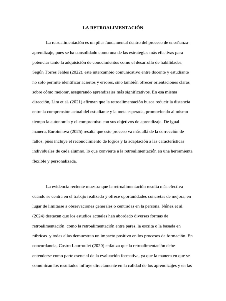 Informe La Retroalimentación | PDF