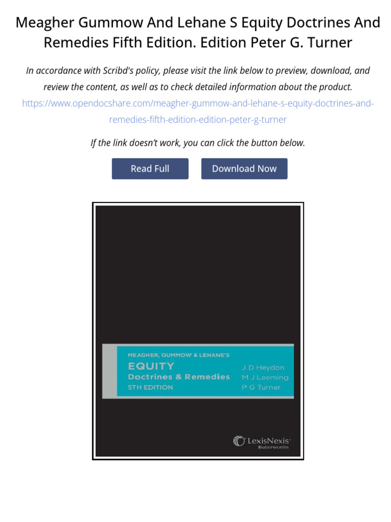 Meagher Gummow and Lehane s equity doctrines and remedies Fifth Edition ...