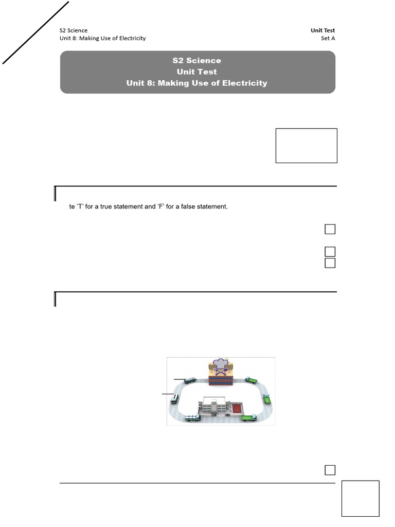 S2 Science Unit Test: Electricity Concepts | PDF | Electric Current ...