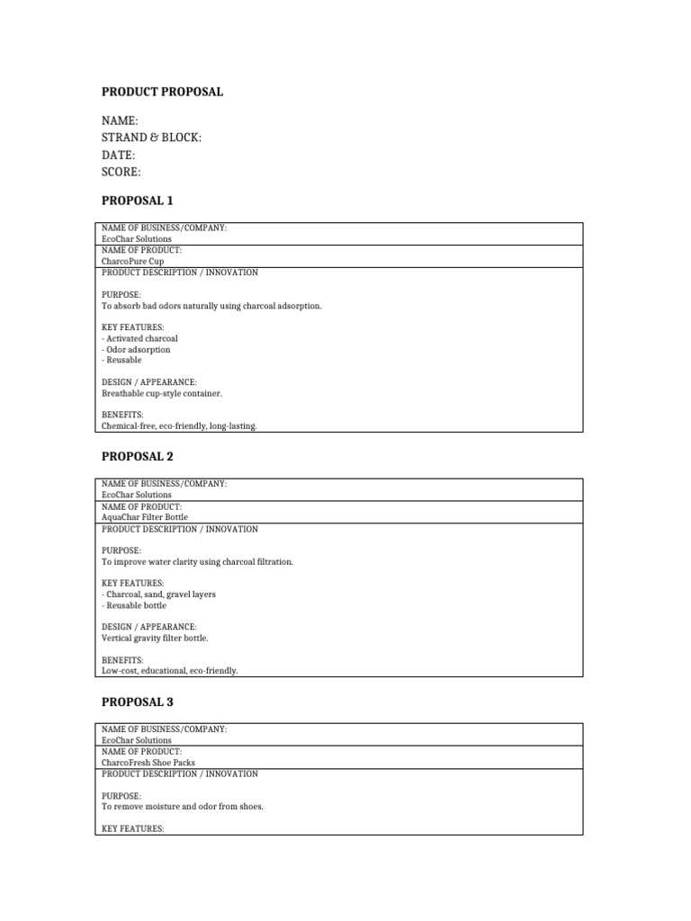Eco-Friendly Charcoal Product Proposals | PDF