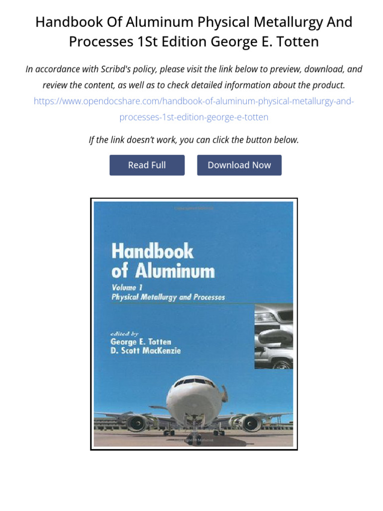 Handbook of Aluminum Physical Metallurgy and Processes 1st Edition ...