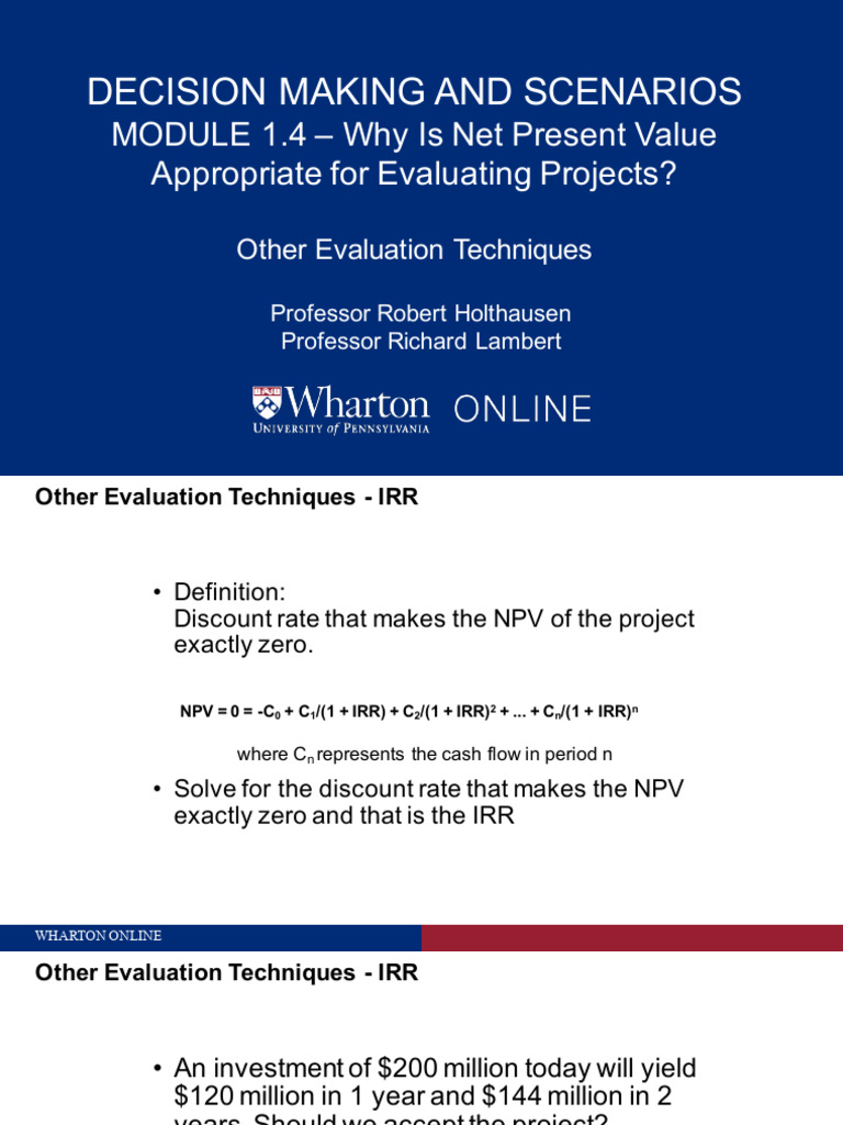 Module 1.4 - Other Evaluation Techniques | PDF | Internal Rate Of ...