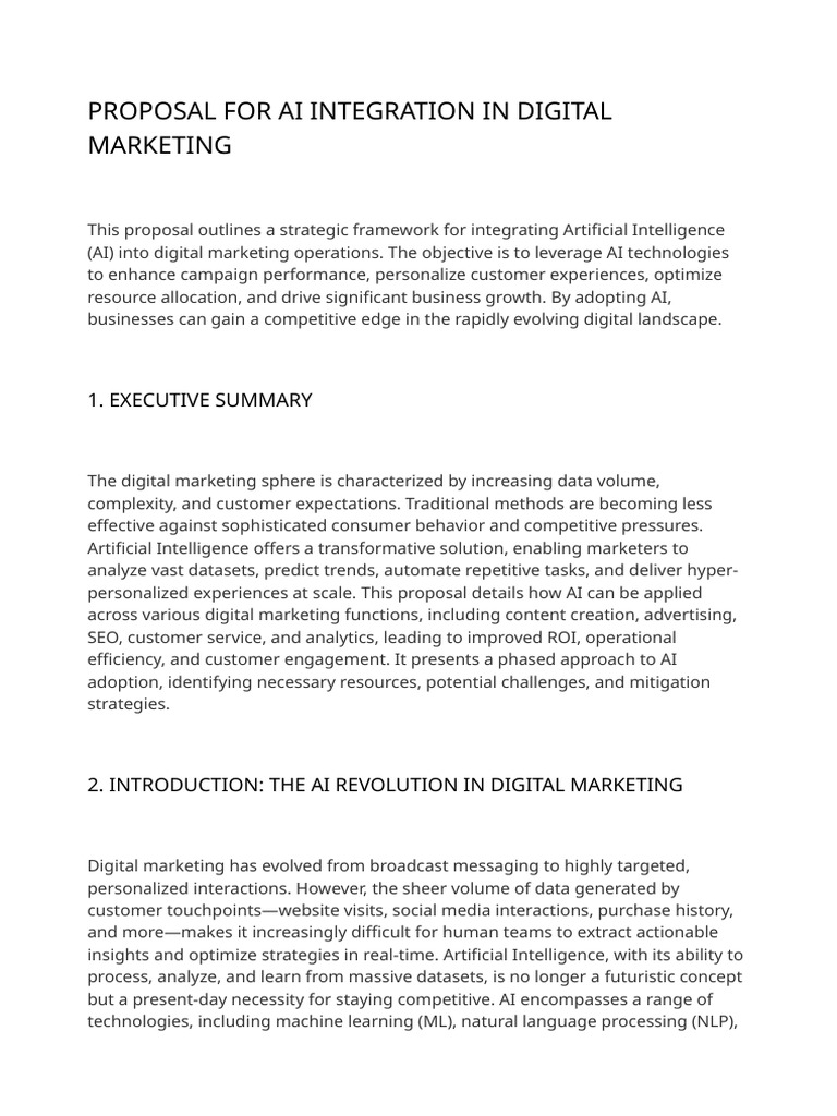 AI Integration in Digital Marketing Proposal | PDF | Artificial ...