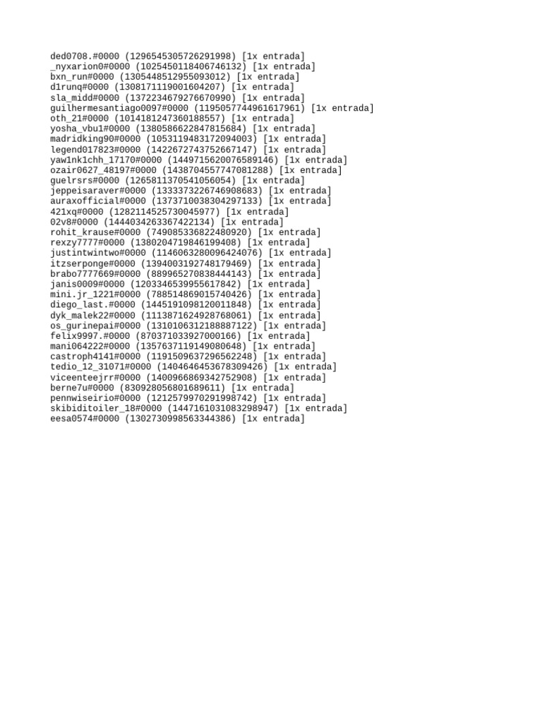 User Entries List with IDs | PDF