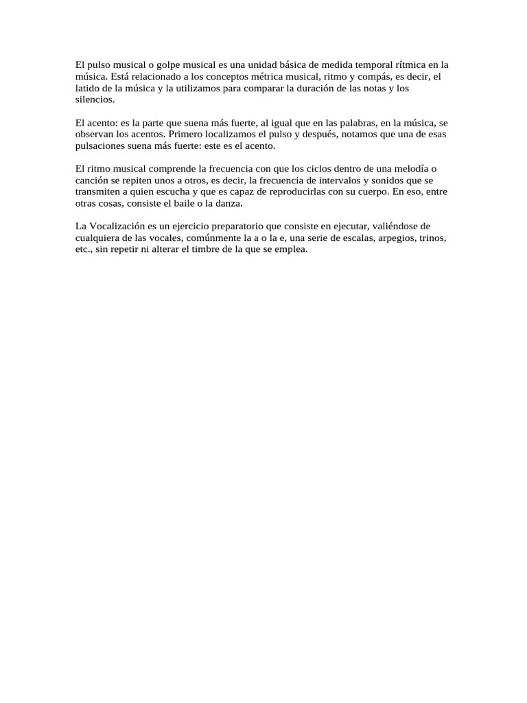 Pulso, Acento, Ritmo y Vocalización Musical | PDF