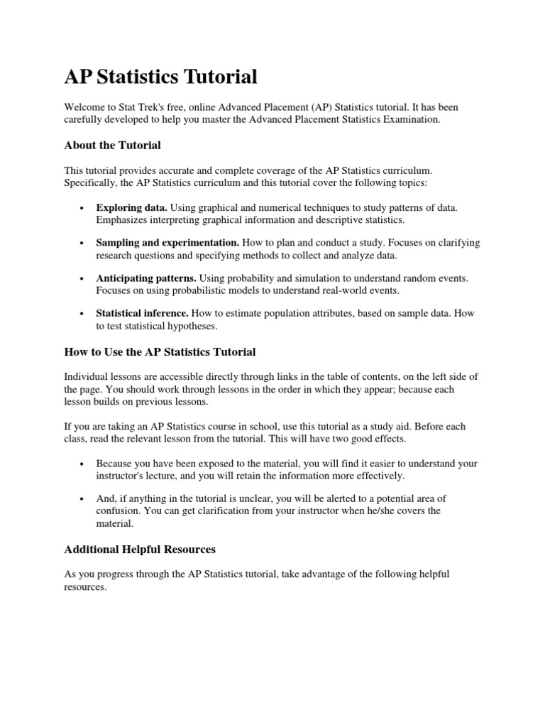 AP Statistics Tutorial - Exploring The Data | PDF | Regression Analysis ...